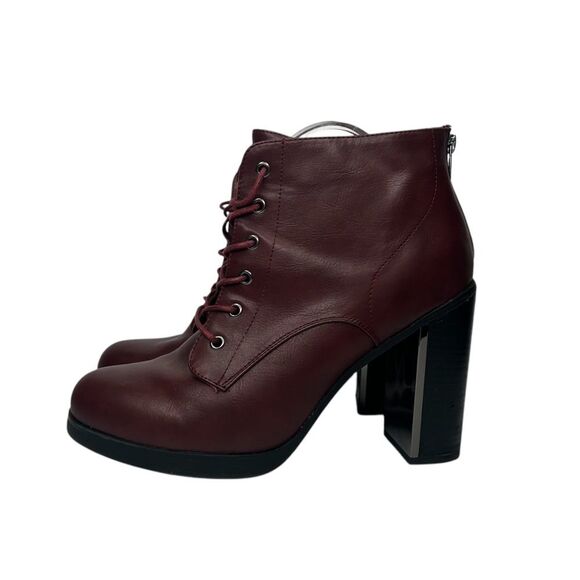 torrid | Shoes | Torrid Maroon Wine Red Ankle Chunky Block Heel Lace Up ...